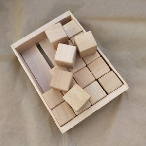 20 Wooden Blocks in Box, Wooden Cubes, Kids Block Toy, Building Blocks ...