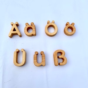59 Rounded Wooden German Letters, German Alphabet Wooden Letters ...