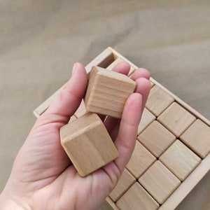 20 Wooden Blocks in Box, Wooden Cubes, Kids Block Toy, Building Blocks ...