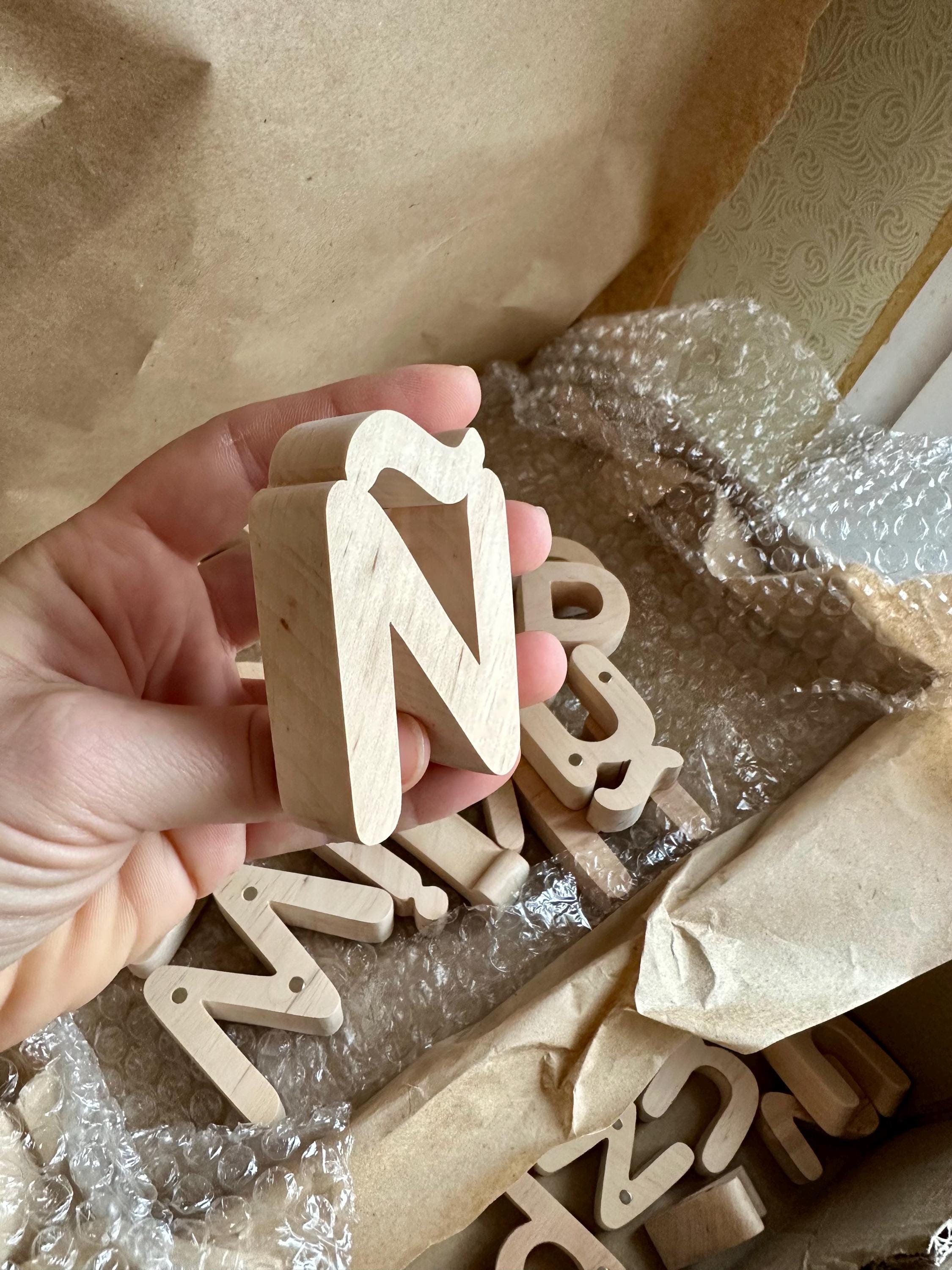 Handmade Wooden Spanish Alphabet Magnets: 54 Pcs Uppercase and ...