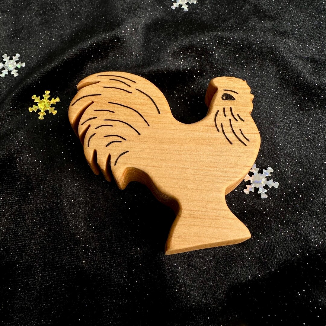 Wooden Rooster Figurine – Lunar New Year Rooster Zodiac Toy ...
