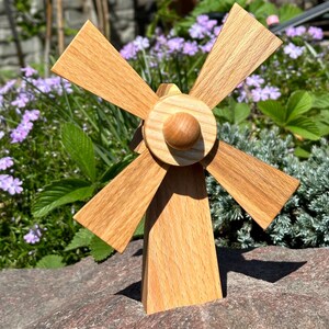 Natural Wooden Windmill – Handmade Beech Wood Toy With Rotating Blades ...