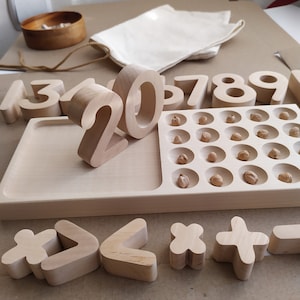 Handcrafted Wooden Number Tray: Montessori Math 1-20 Counting Board - Etsy