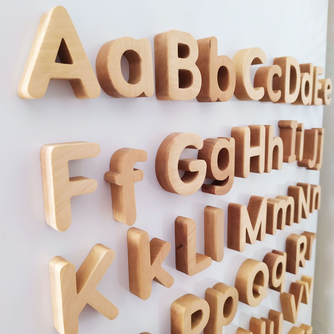 55 Pcs Wooden Letters Magnets, Magnetic Alphabet for Kids, Letter ...