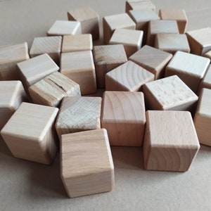 20 Wooden Blocks in Box, Wooden Cubes, Kids Block Toy, Building Blocks ...