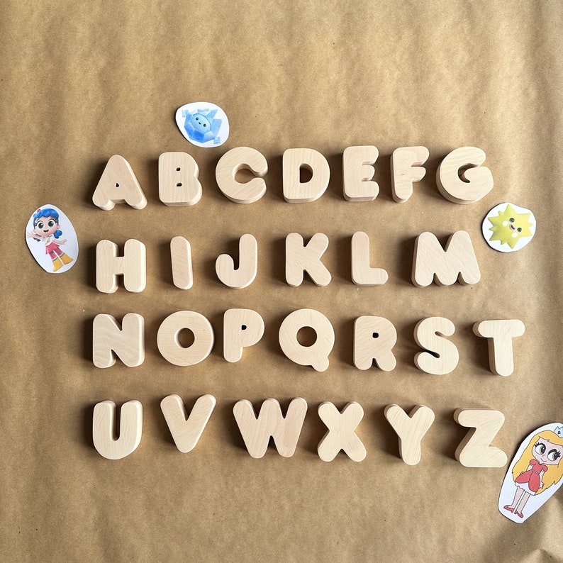 Wooden Magnetic Alphabet Letters Set Bold Uppercase Alphabet - Etsy