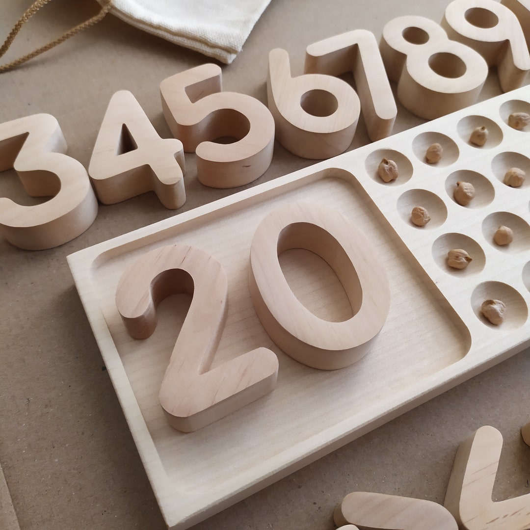 Wooden 20 Number Tray, Tracing Math 1-20 Board, Solid Wood Twenty Frame ...