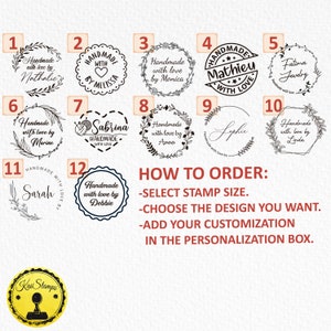 Handmade With Love Stamps, Personalized Stamp, Homemade Stamp, Handmade ...