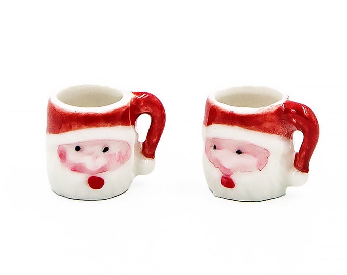 2 Miniature Santa Mugs Christmas Decor Santa Claus Dolls - Etsy