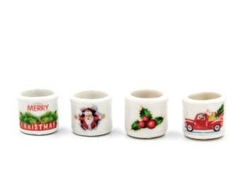 4 Miniature Mug Tiny Pottery Ceramic Miniatures | Etsy