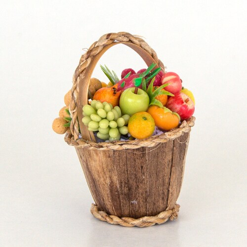 Miniature Fruit Basket Dollhouse Miniatures Food Tabletop - Etsy