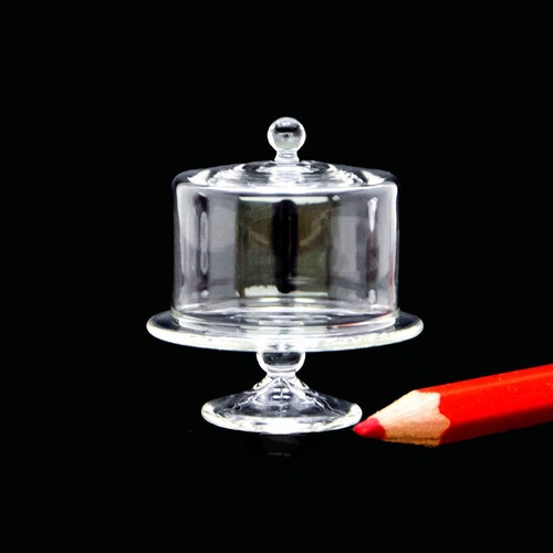 Miniature Glass Cake Stand With Dome Hand Blown Glass Tabletop - Etsy