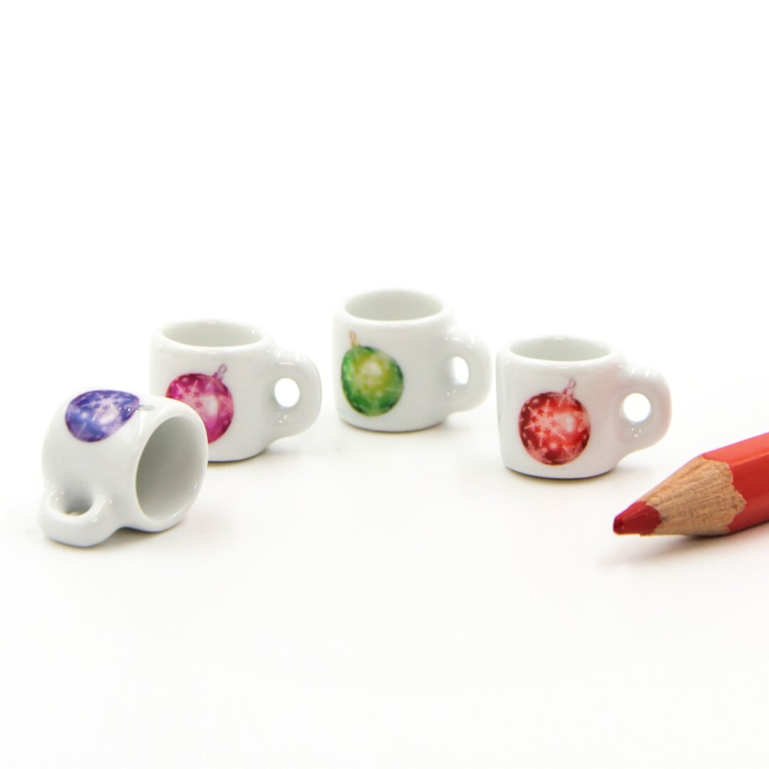 4 Miniature Christmas Mugs Tiny Pottery Ceramic Miniatures - Etsy