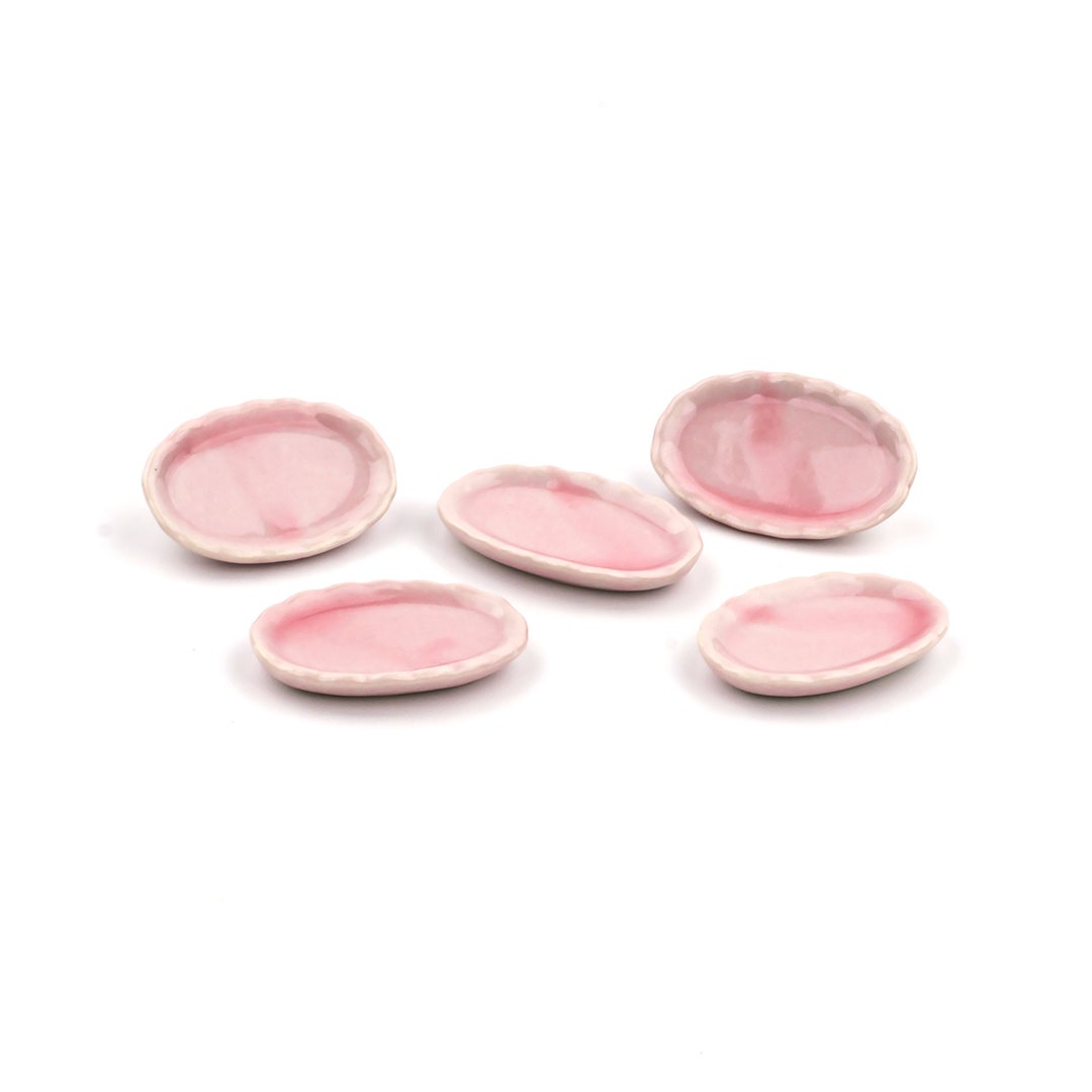 5 Miniature Ceramic Food Tray's Dollhouse Kitchen Realistic Miniatures ...