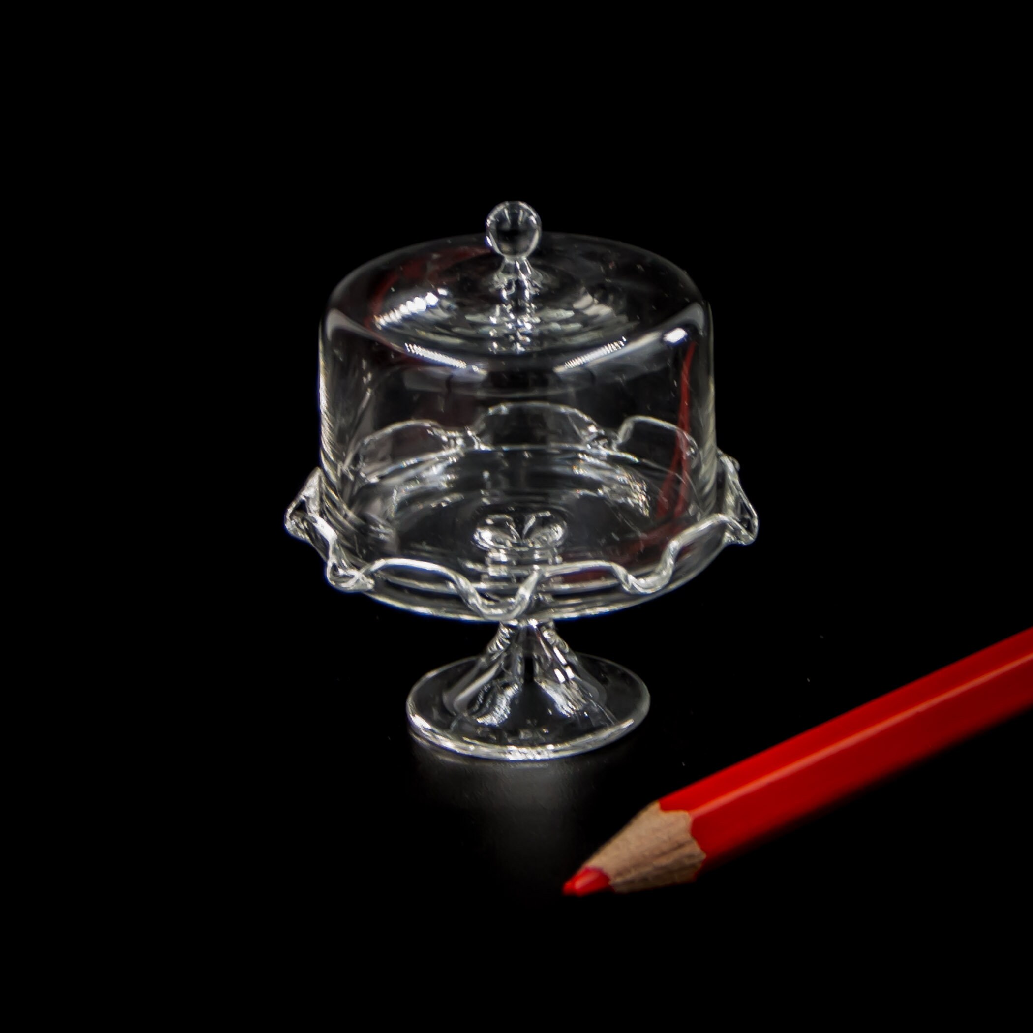 Miniature Glass Cake Stand With Dome Hand Blown Glass Tabletop - Etsy