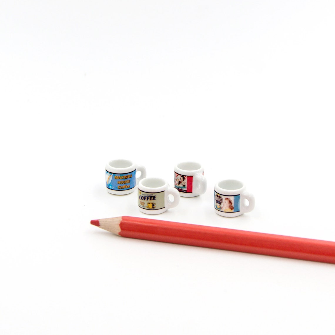 4 Miniature Mugs Dollhouse Kitchen - Etsy
