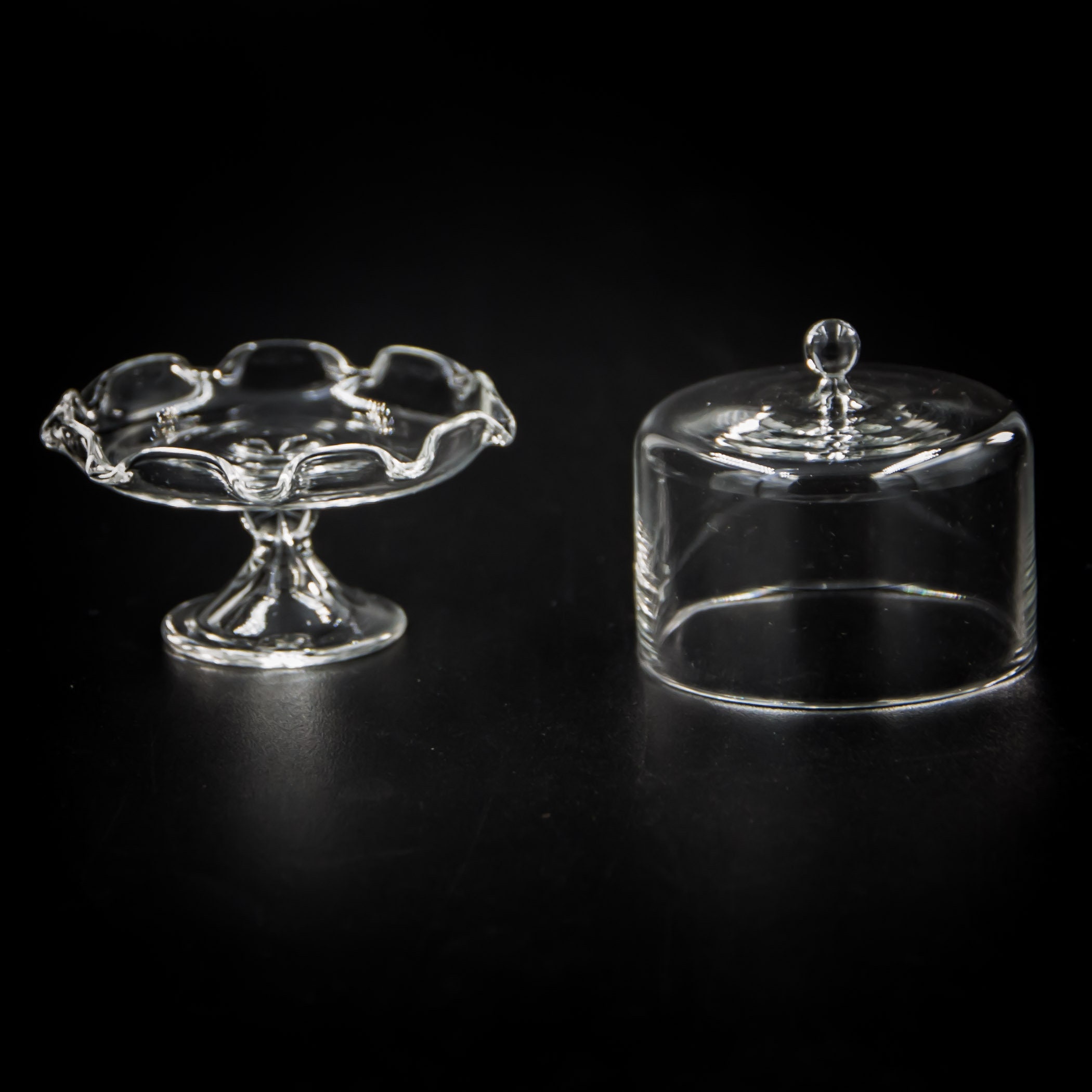Miniature Glass Cake Stand With Dome Hand Blown Glass Tabletop - Etsy