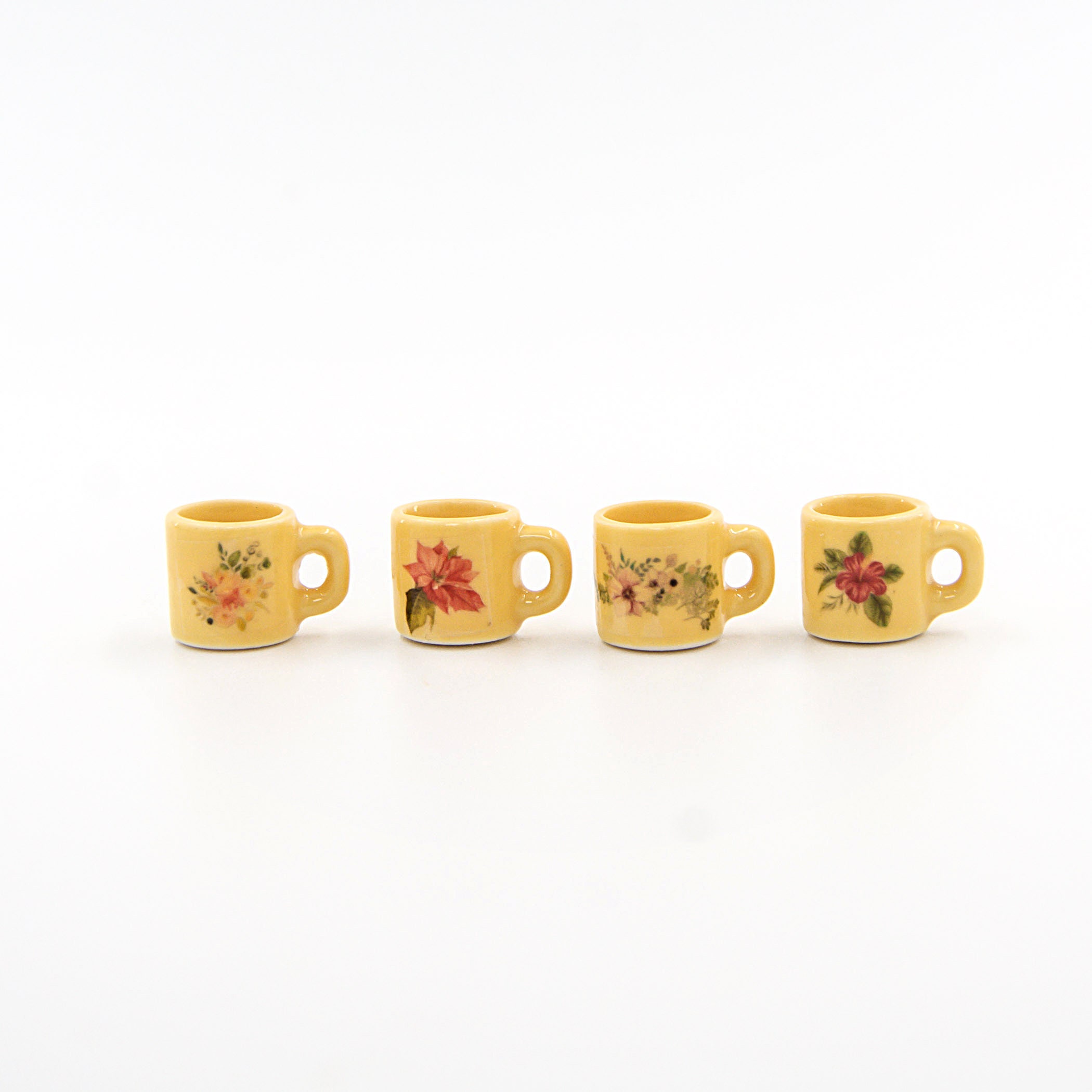 4 Miniature Mugs Floral Décor Props Replica | Etsy