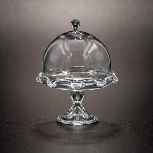 Miniature Glass Cake Stand With Dome Hand Blown Glass Tabletop - Etsy