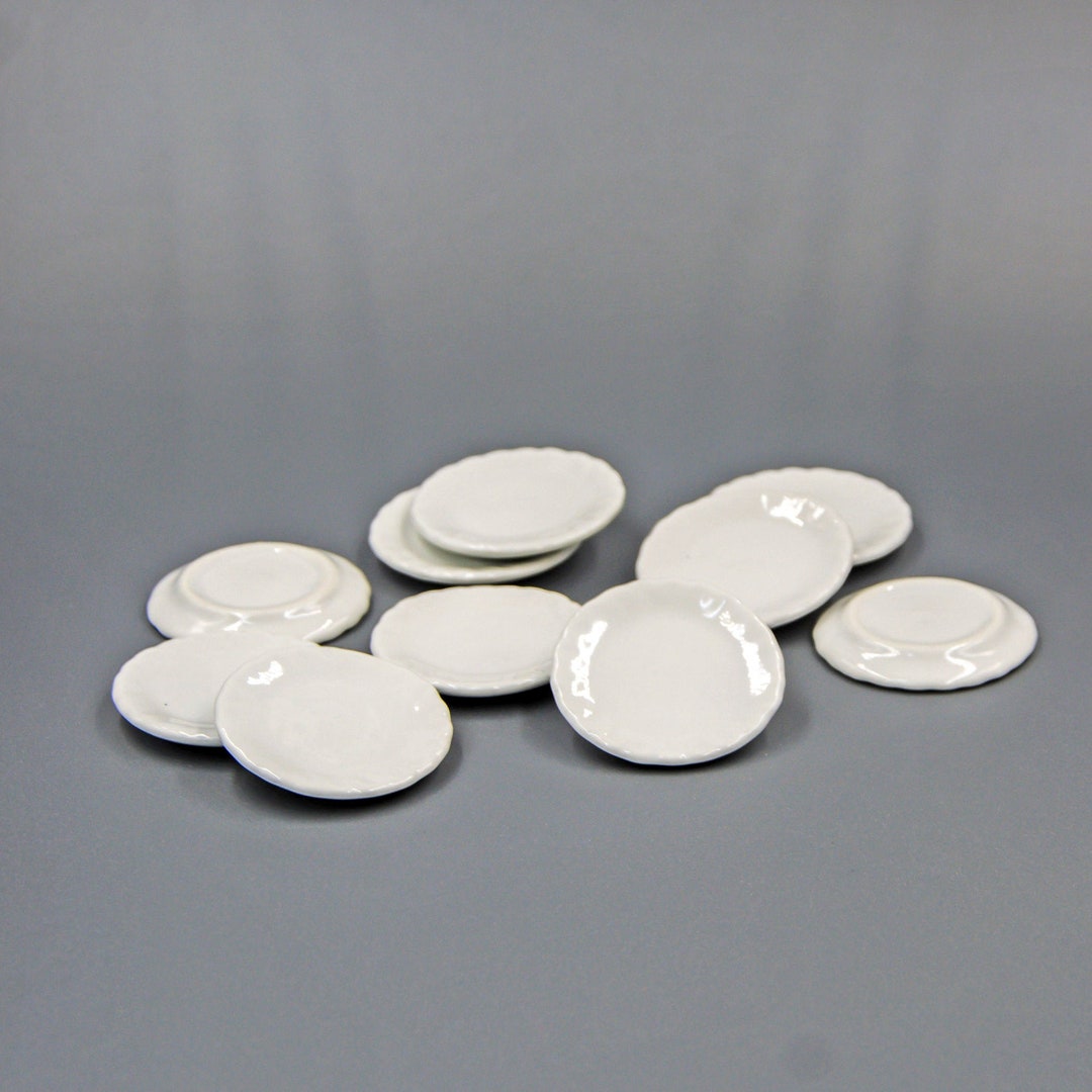 10 Miniature Plates Tiny Pottery Dollhouse Ceramic - Etsy