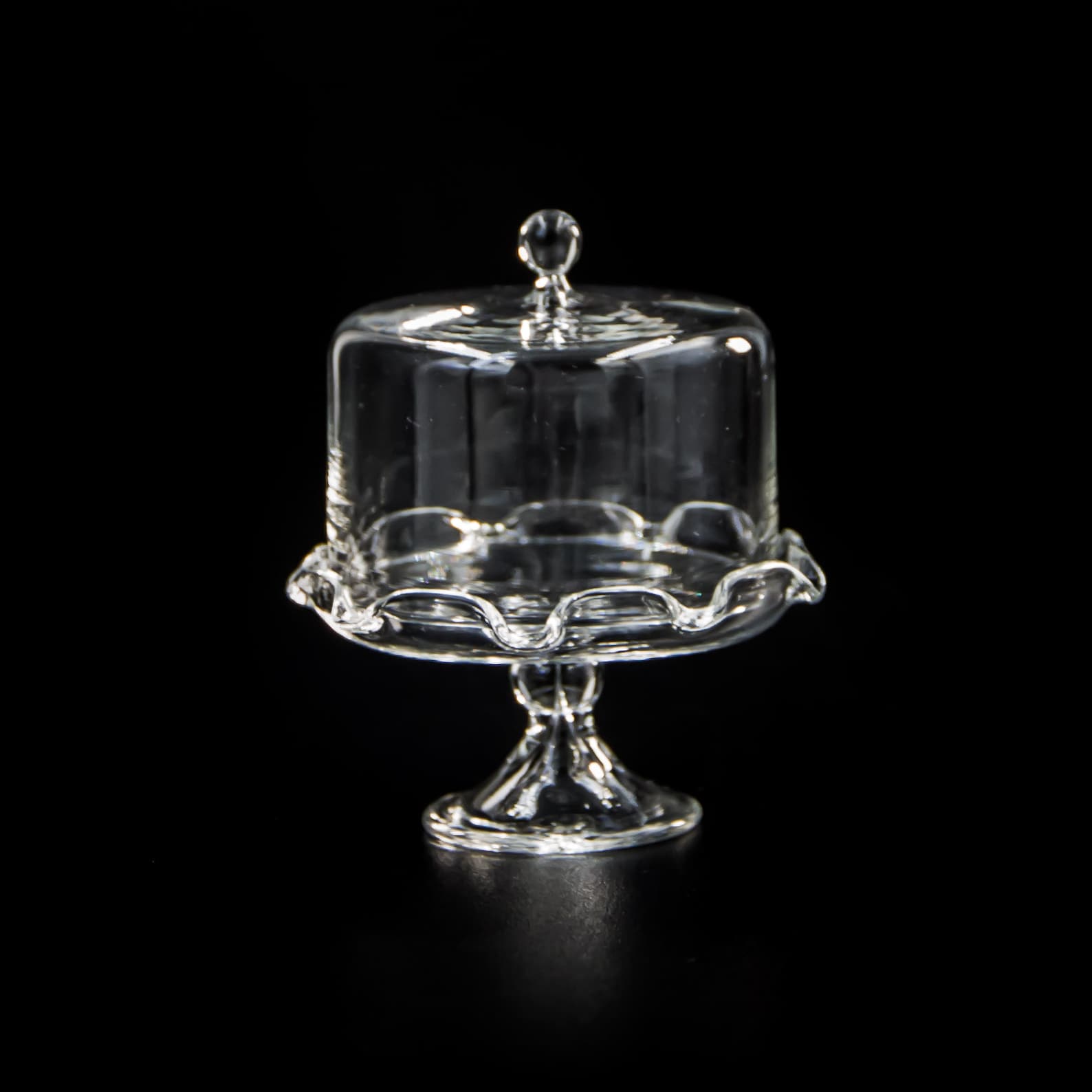 Miniature Glass Cake Stand With Dome Hand Blown Glass Tabletop - Etsy
