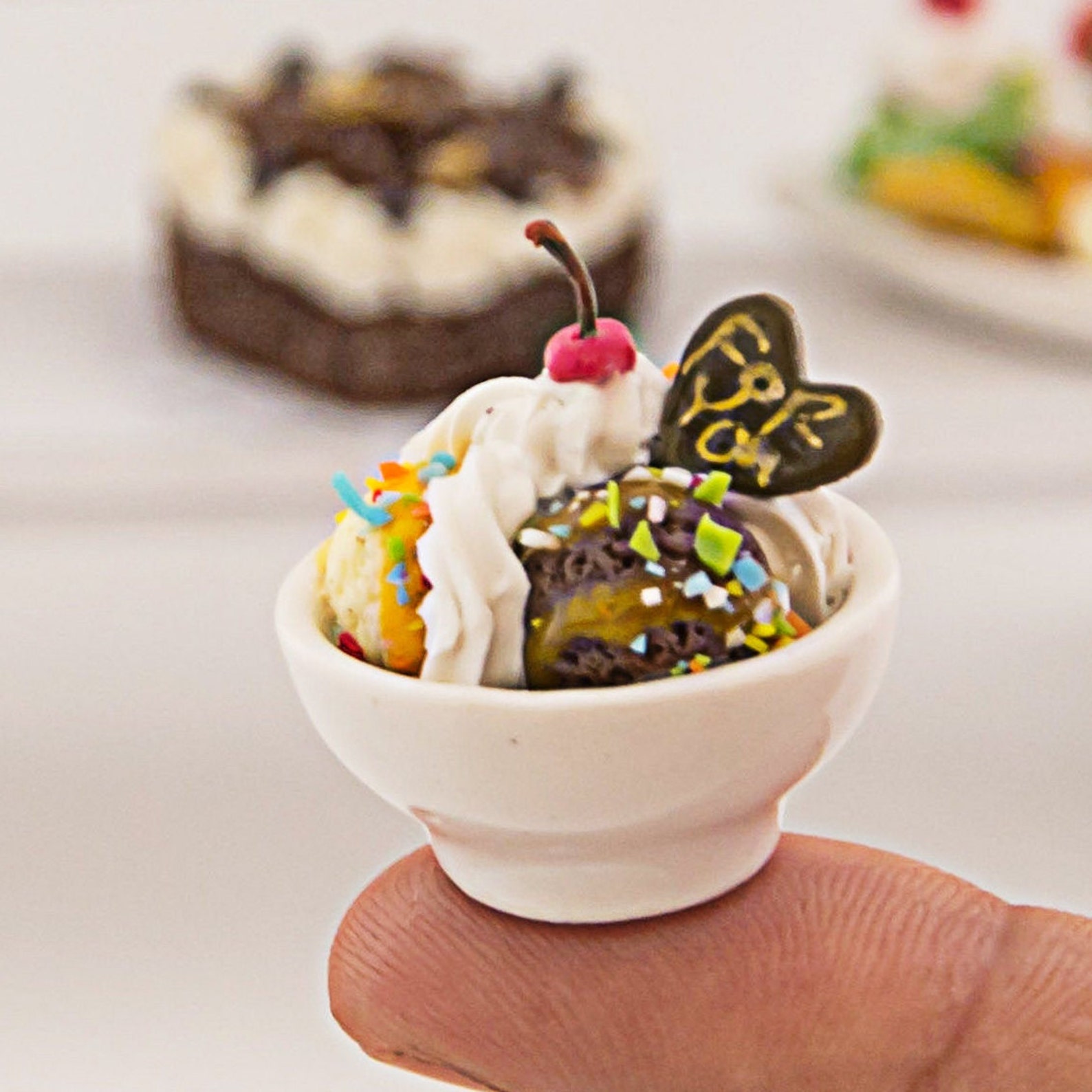 2 Miniature Ice Cream Tabletop Miniatures Dollhouse Food | Etsy