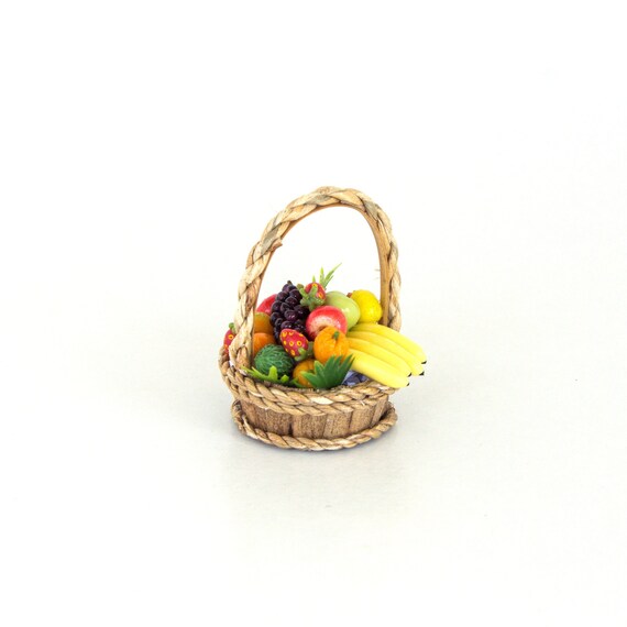 Miniature Fruit Basket Dollhouse Miniatures Food Tabletop | Etsy