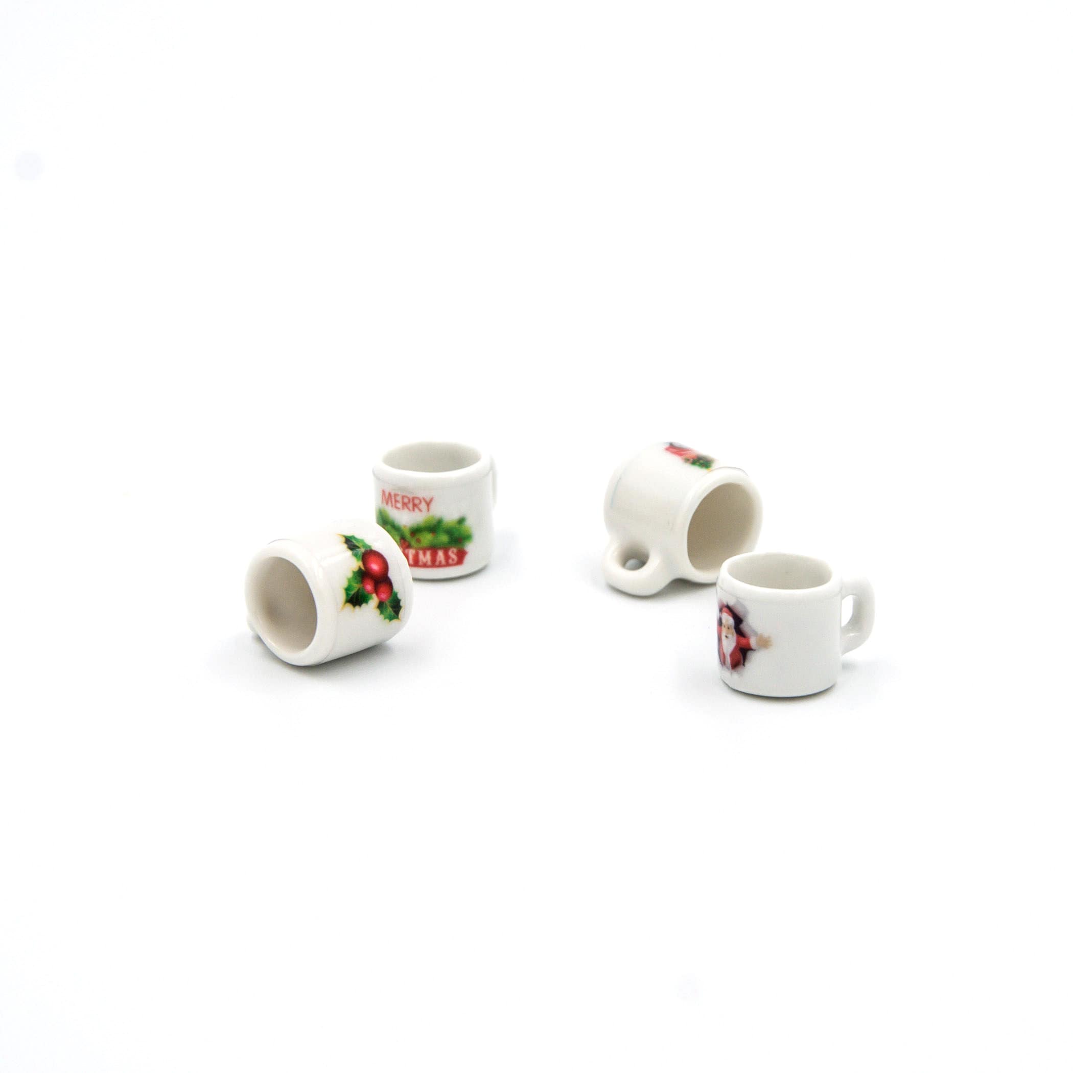 4 Miniature Christmas Mugs Tiny Pottery Ceramic Miniatures - Etsy