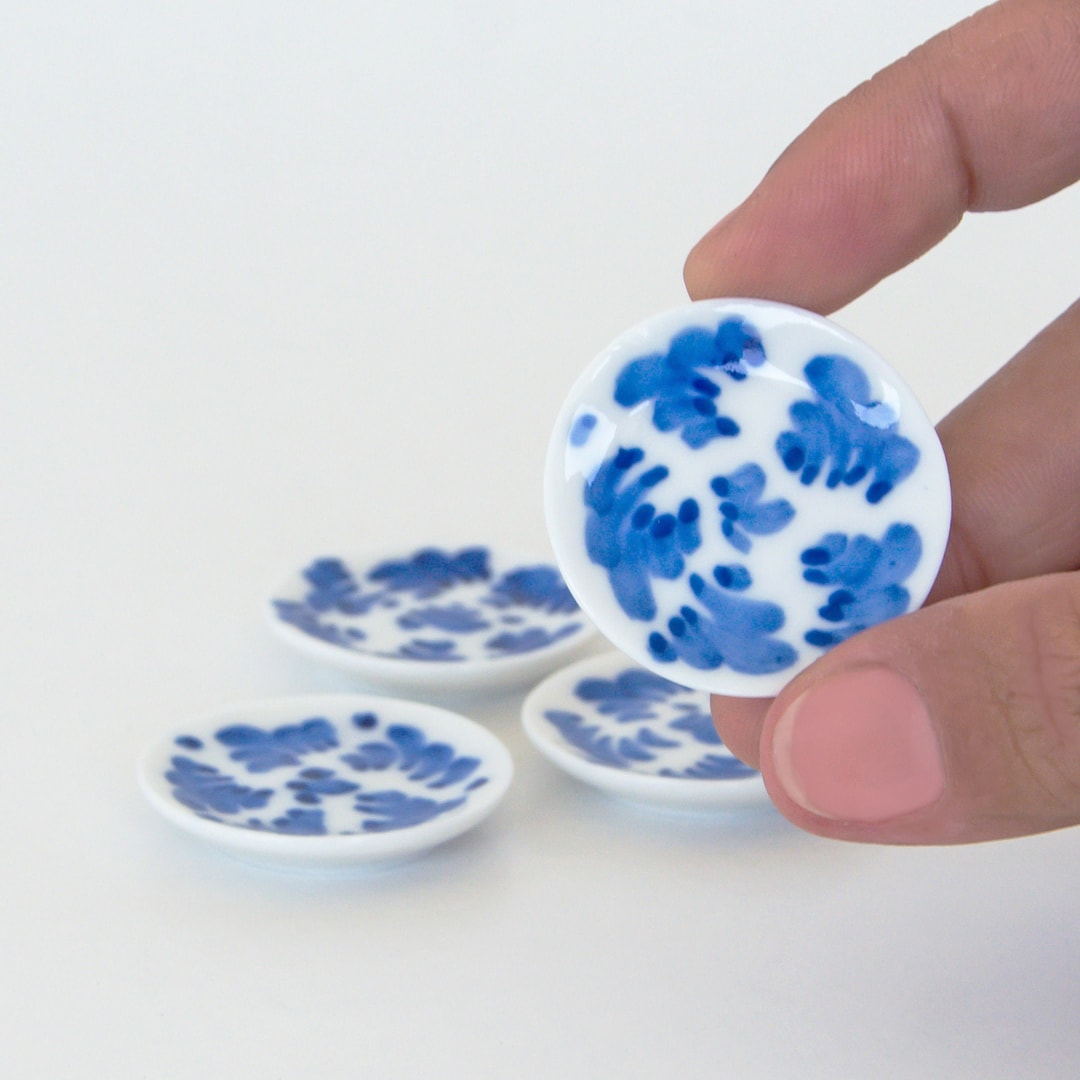 4 Miniature Plate Tiny Pottery Ceramic Miniatures - Etsy