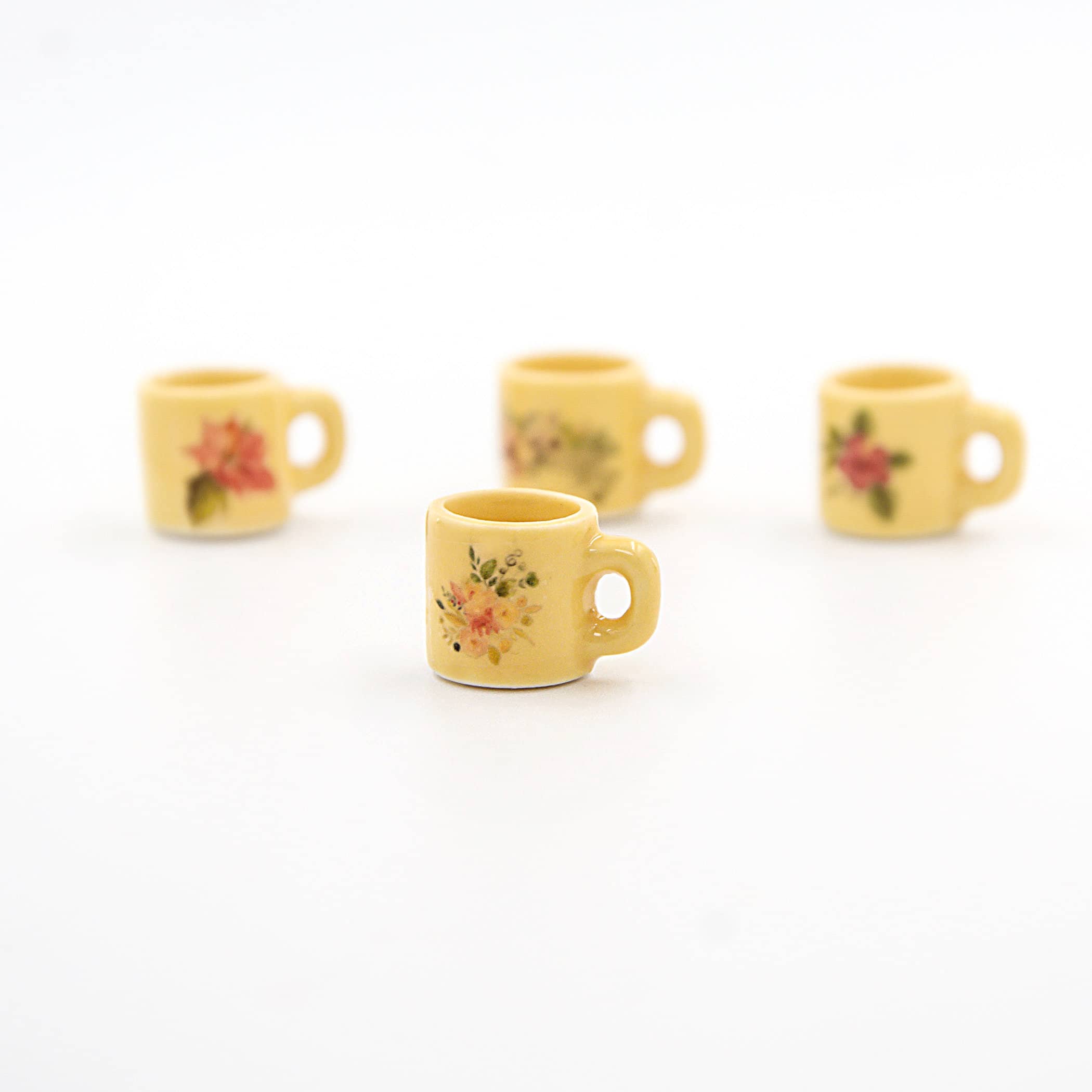4 Miniature Mugs Floral Décor Props Replica | Etsy