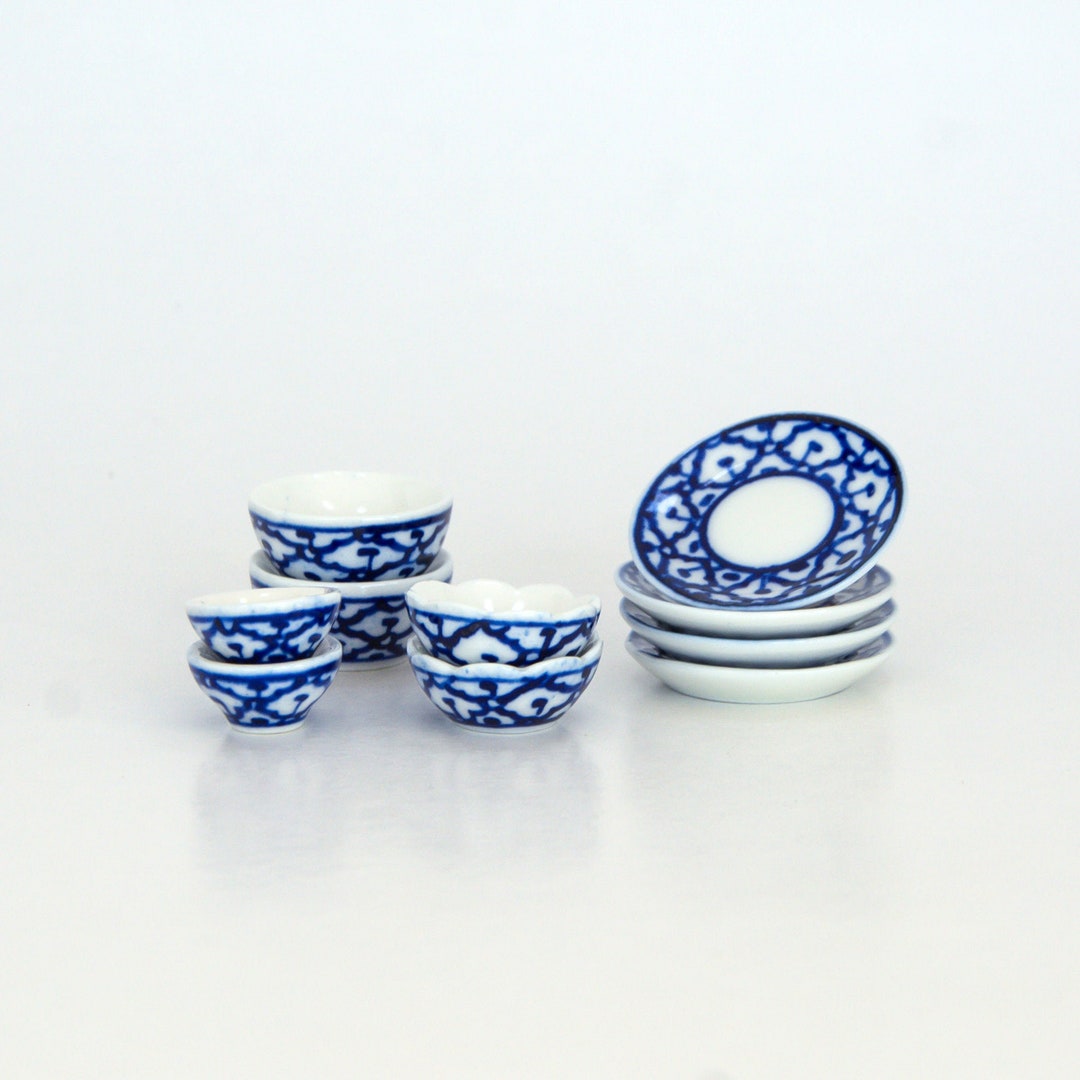 10 Piece Miniature Dining Set Tiny Pottery Ceramic Miniatures - Etsy