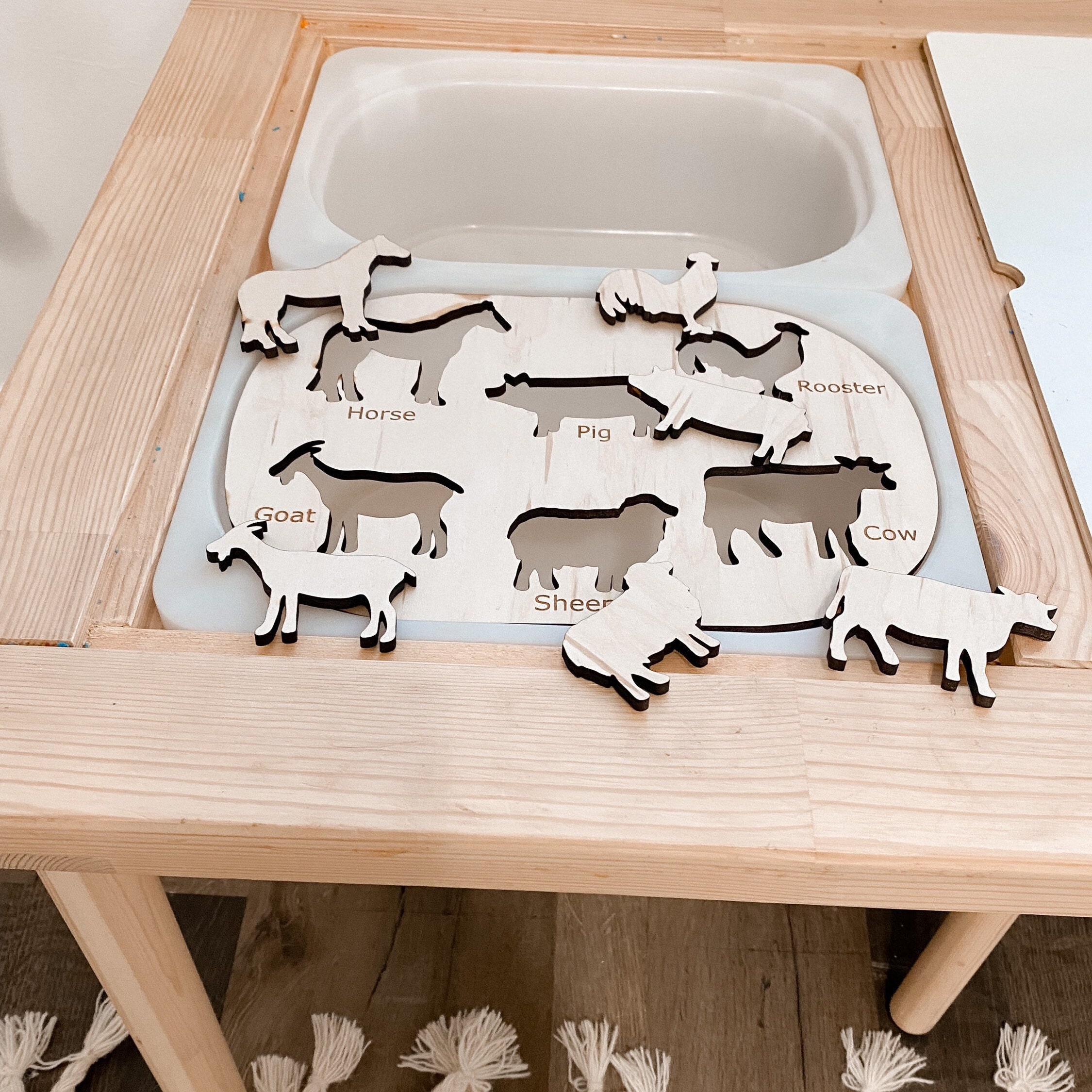 Montessori IKEA Flisat Farm Animal Puzzle Lid Insert for Kids - Etsy