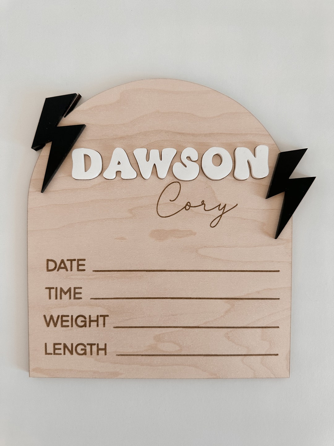 Retro Lightning Bolt Birth Announcement Sign - Baby Hello World Newborn ...