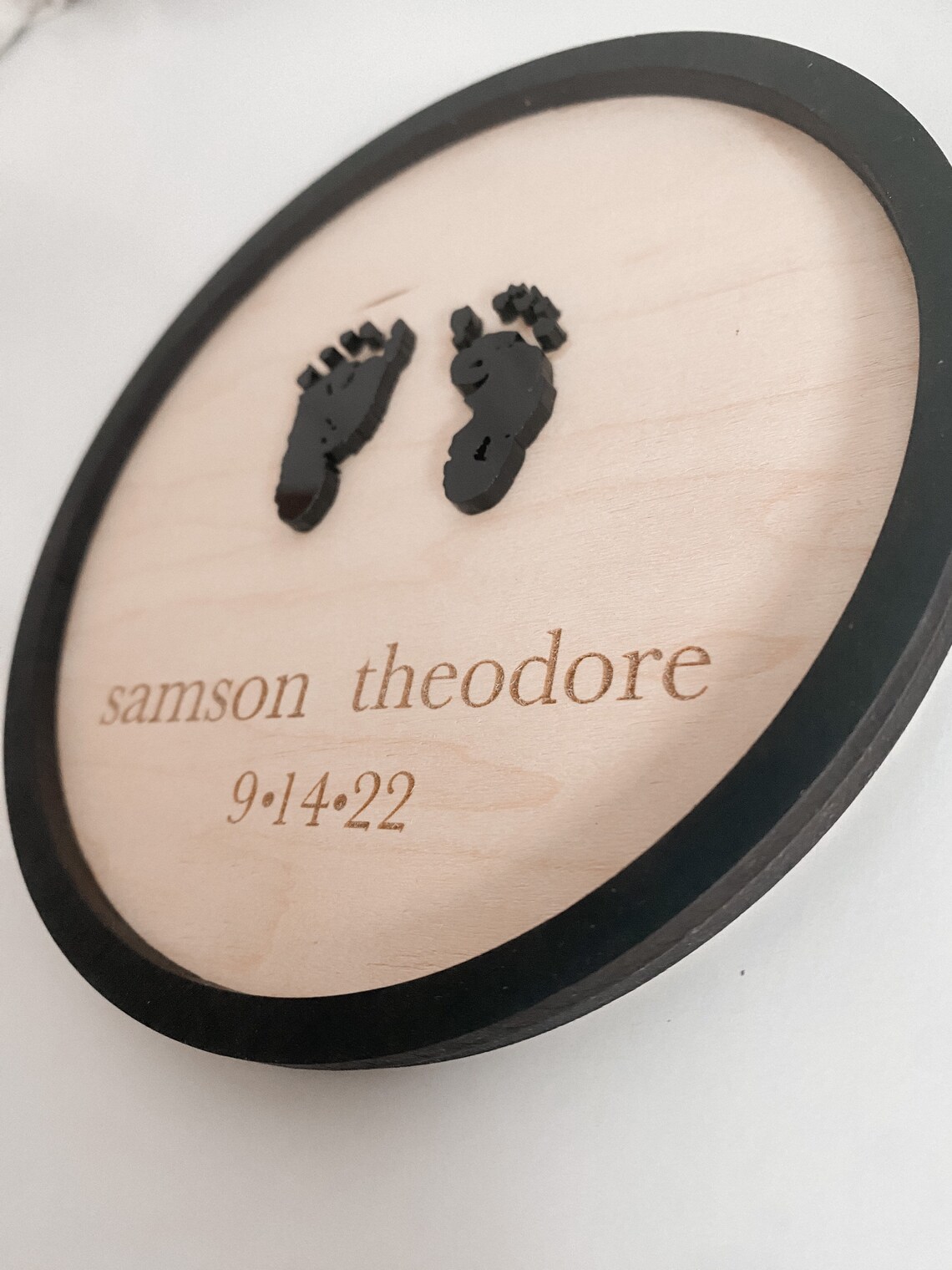 Baby Footprint Announcement Sign, Birth Announcement, Personalized ...