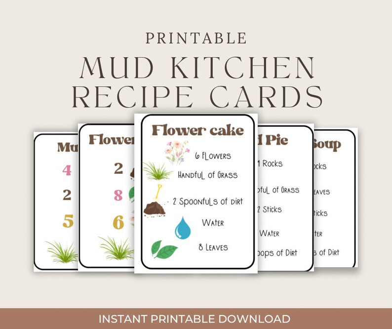 Printable Mud Kitchen Recipe Cards| Educational Learning Resources ...