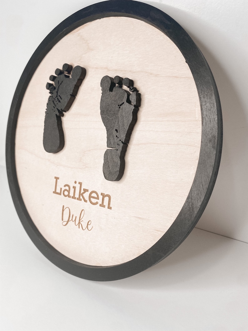 Baby Footprint Announcement Sign, Birth Announcement, Personalized ...