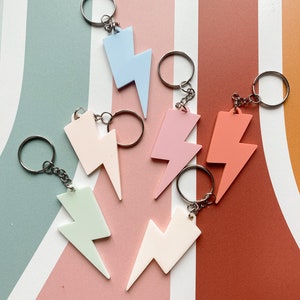 Lightning Bolt Keychain | Retro Keychain | Groovy Key Fob | Keychain ...