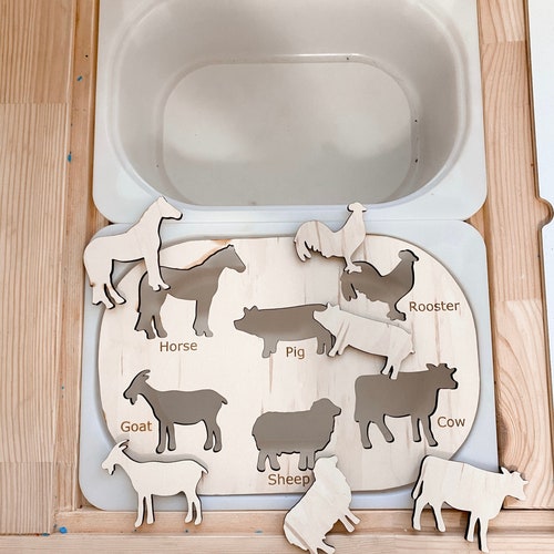 Montessori IKEA Flisat Farm Animal Puzzle Lid Insert for Kids - Etsy