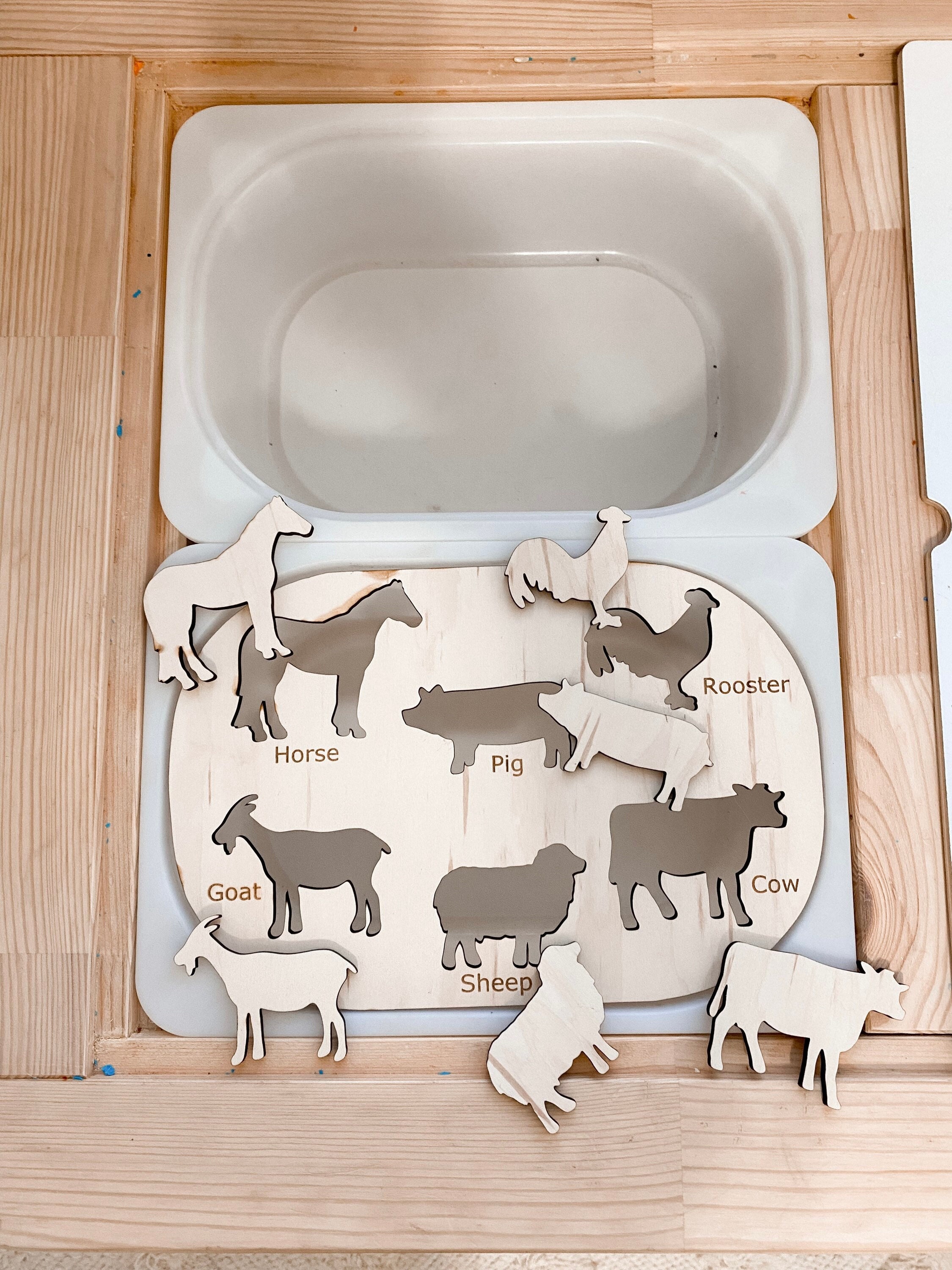 Montessori IKEA Flisat Farm Animal Puzzle Lid Insert for Kids - Etsy