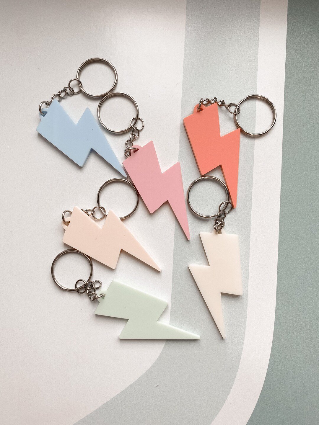 Lightning Bolt Keychain | Retro Keychain | Groovy Key Fob | Keychain ...