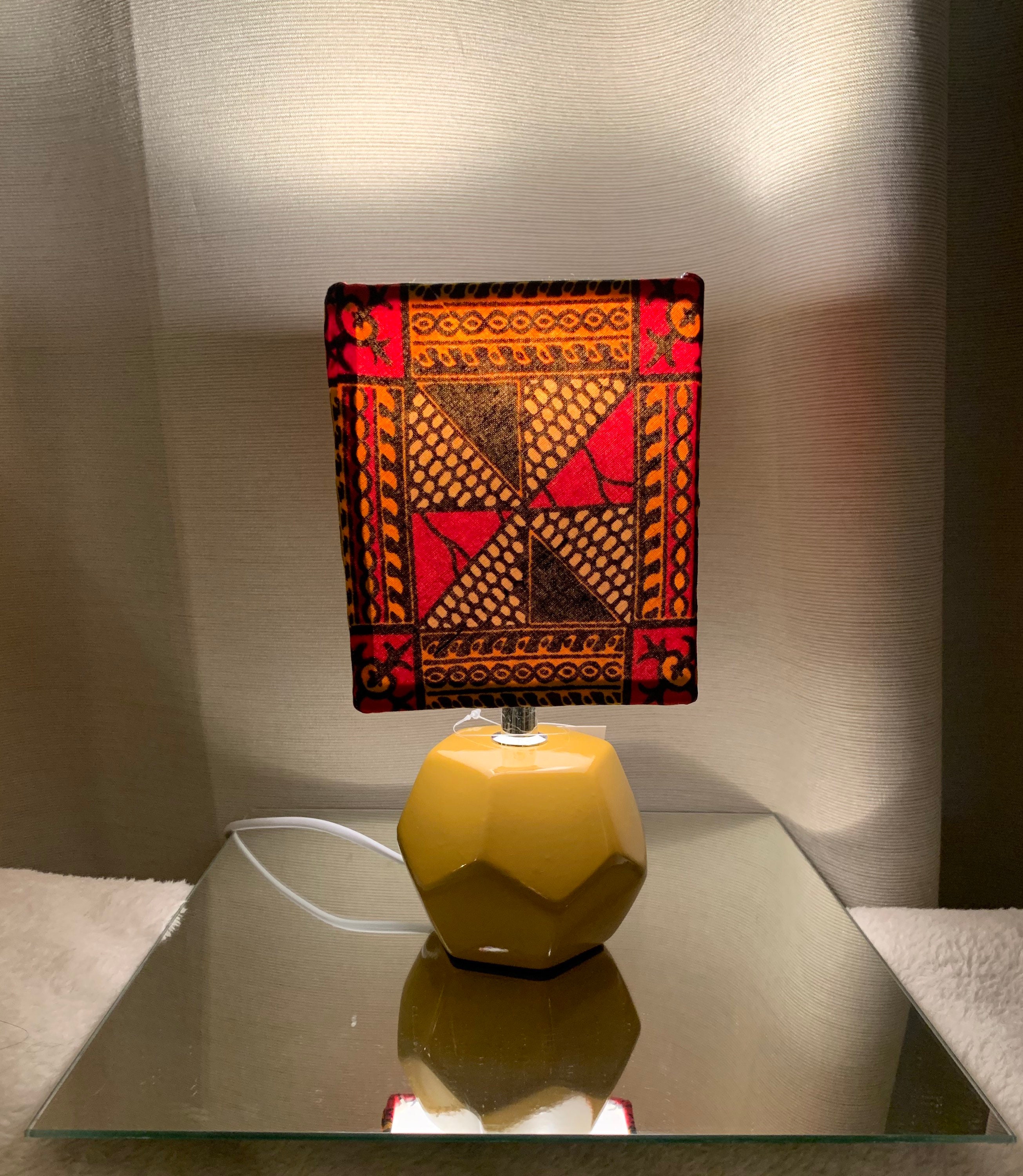 Small Cute Square Wax Print Lamp - Etsy