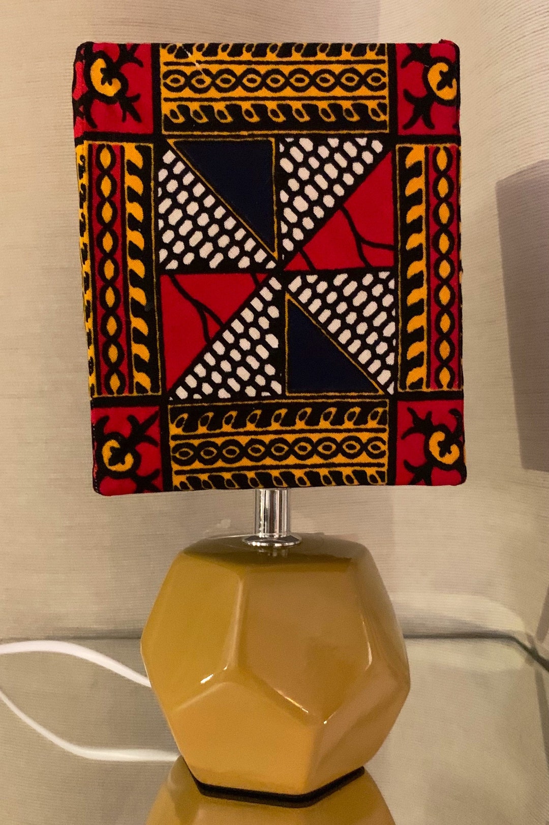 Small Cute Square Wax Print Lamp - Etsy