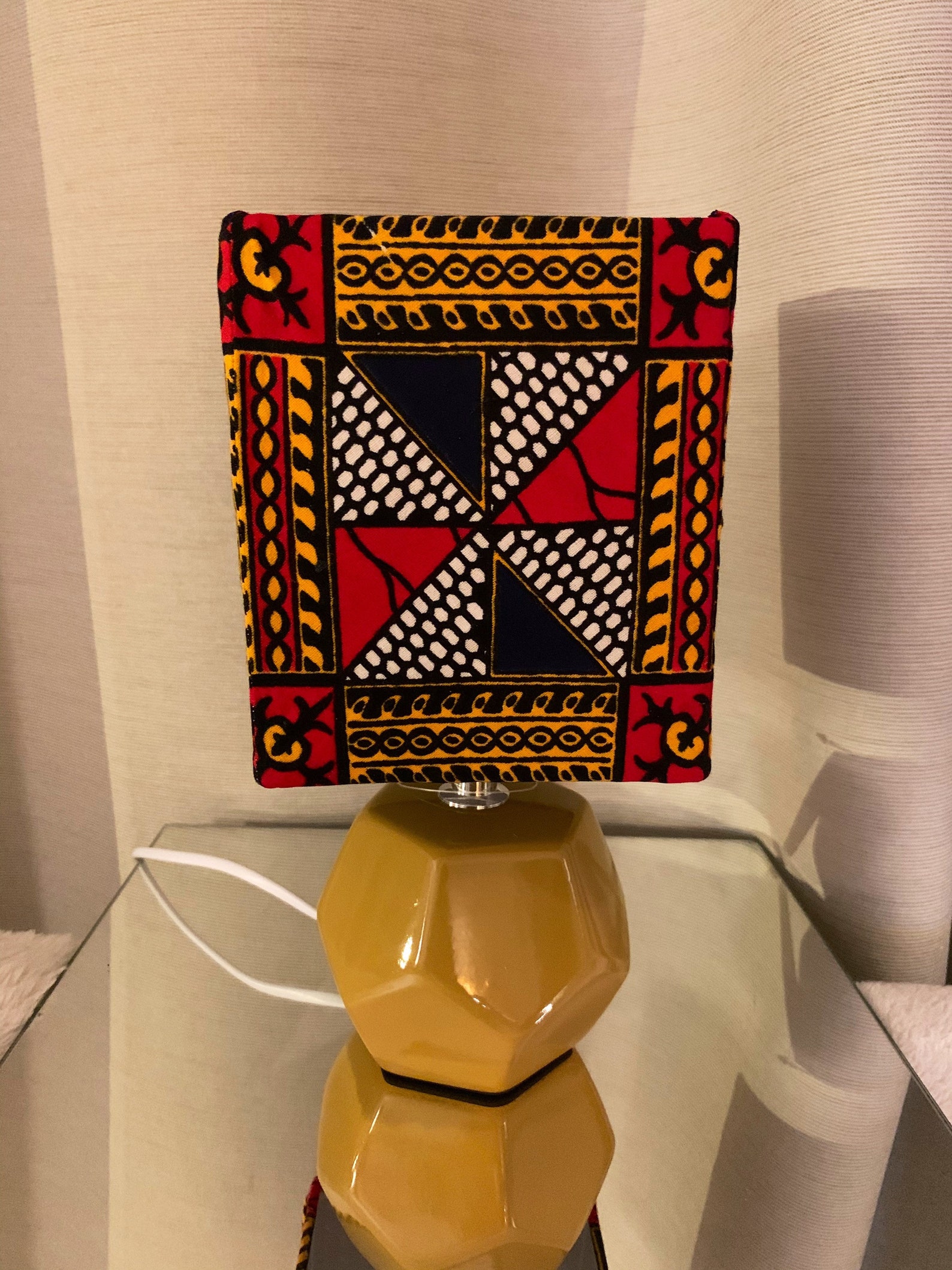 Small Cute Square Wax Print Lamp - Etsy