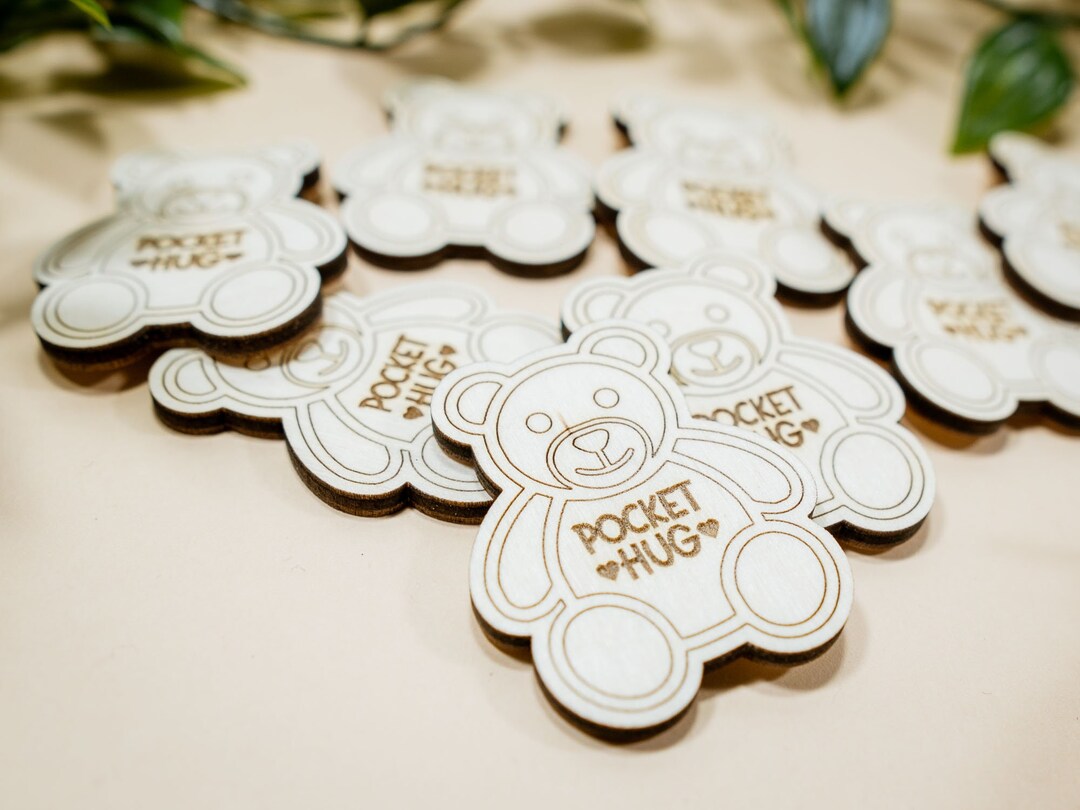 15x Pocket Hugs Tokens, Little Bear Hug Token, Pocket Hug Wooden Teddy ...