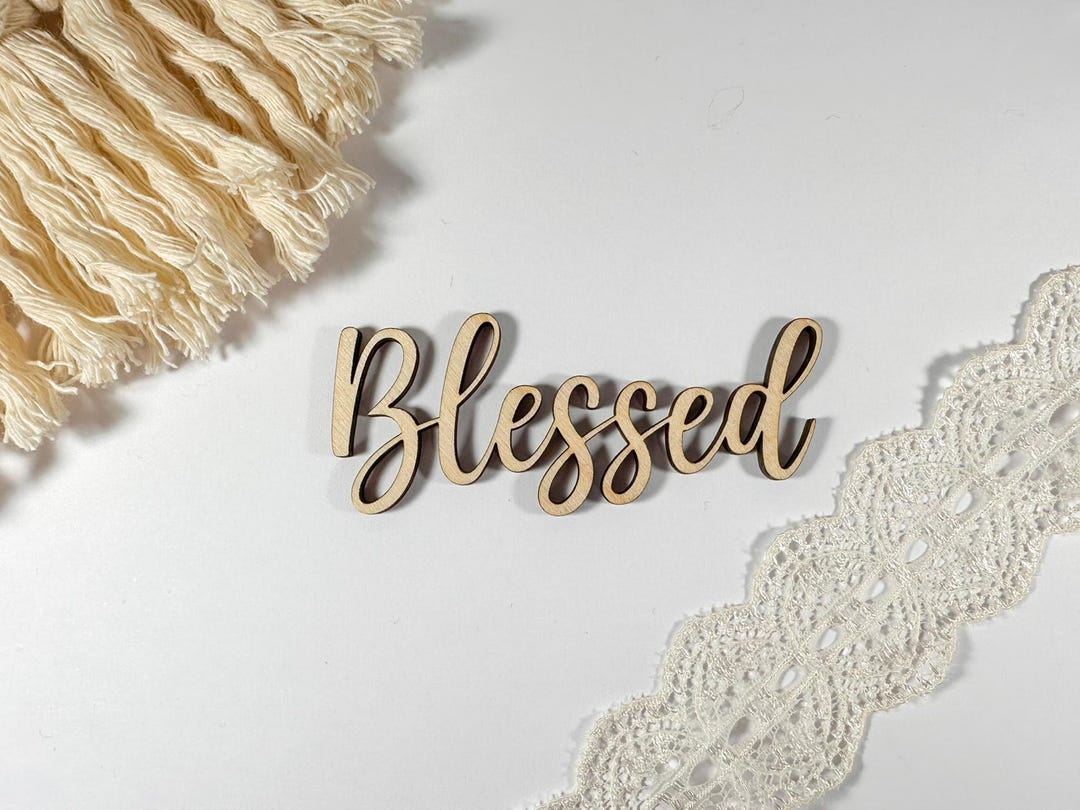 Blessed Word Text Laser Cut Out Unfinished Wood Shape Craft Supply Sign ...