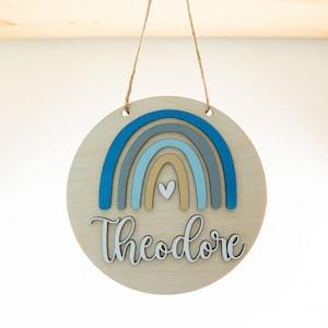Personalized Door Sign Boho Wooden Rainbow Wall Decor Custom Rainbow ...