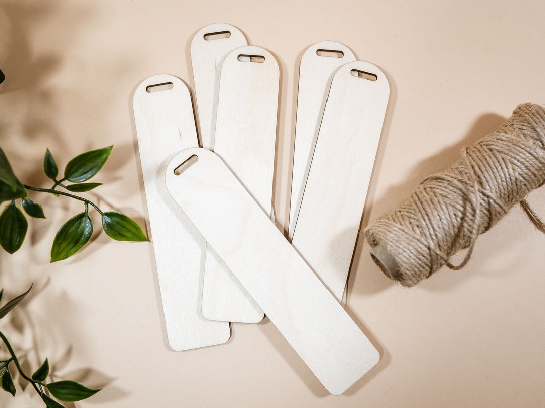 Set of 6 Blank Wooden Bookmark, Unpainted Wood Bookmark Blanks, Diy ...