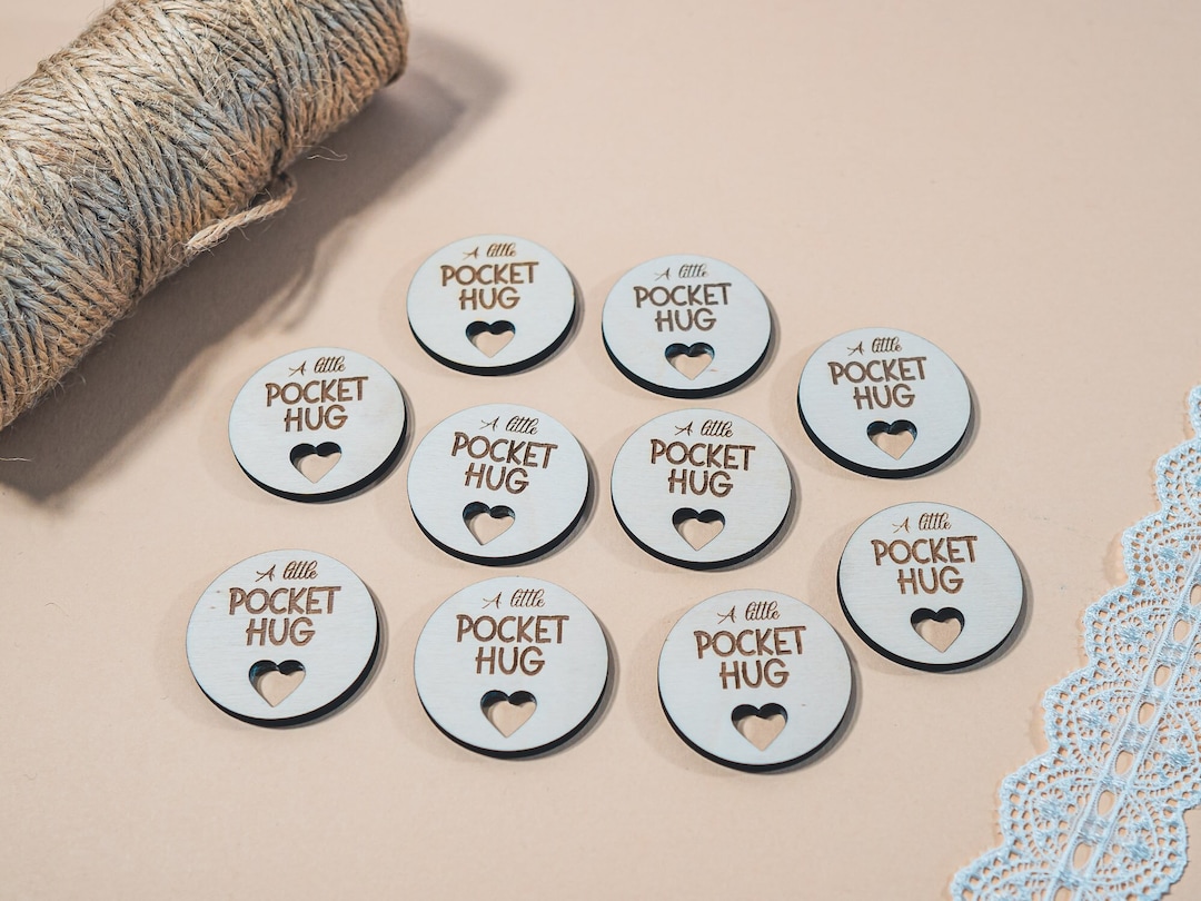 10 Pocket Hugs Tokens, Little Hug Token, Pocket Hug Wooden, Engraved ...