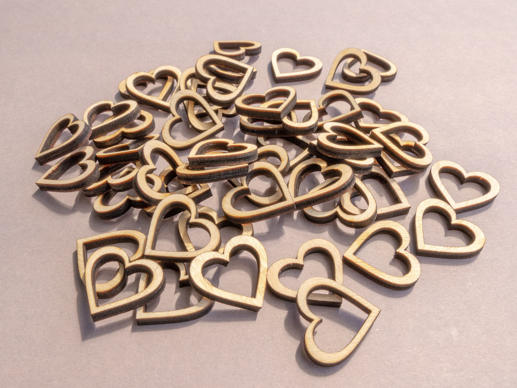 100 Scatter Decoration Wood Heart Table Decoration Nature Wedding ...