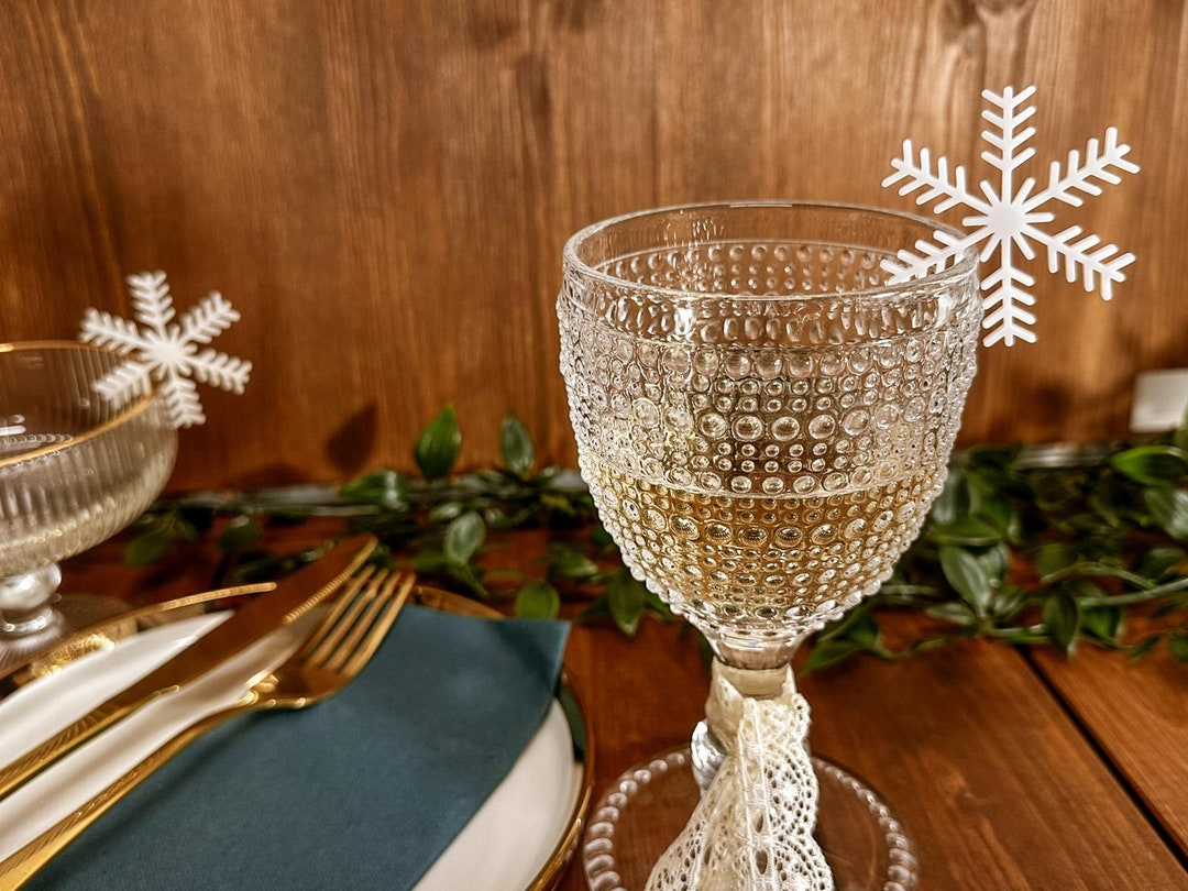 Set of 10 Snowflake Christmas Wine Glass Charms Glass Marker Tag Wooden ...